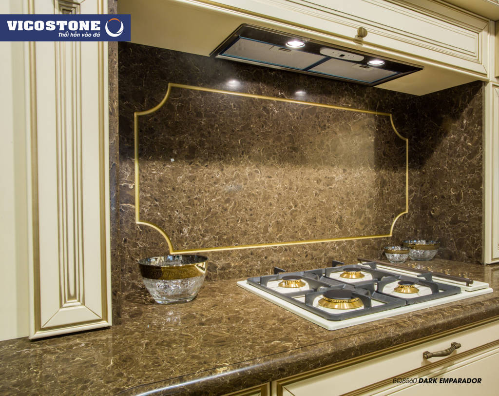 Vicostone BQ8560: Tone màu nâu tối sang trọng, huyền bí