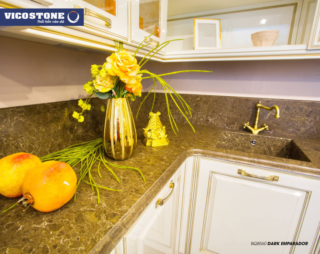 Vicostone BQ8560: Tone màu nâu tối sang trọng, huyền bí