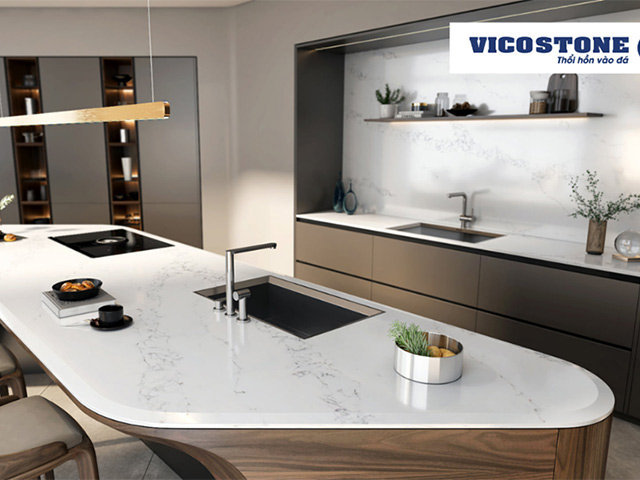Đá thạch anh Vicostone BQ8628 Statuario - Vẻ đẹp phá cách